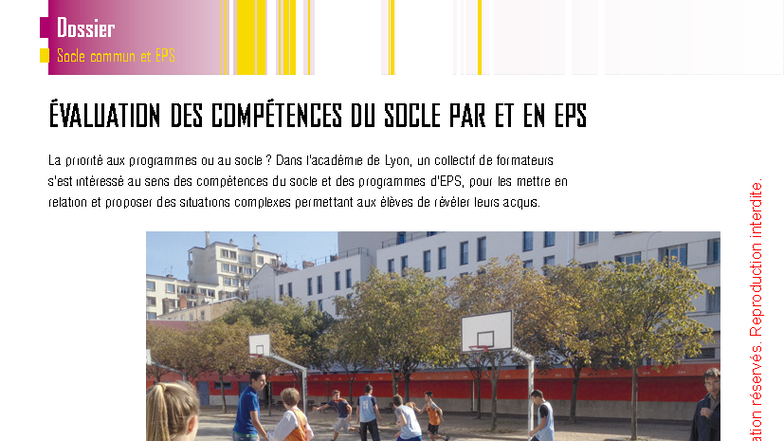 Évaluation des Compétences du Socle en EPS - Dupré (2014) - Studocu
