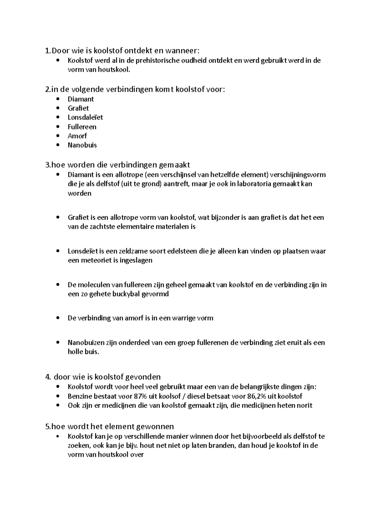 Koolstof Verbindingen en Ontdekking - SK Project - Studeersnel