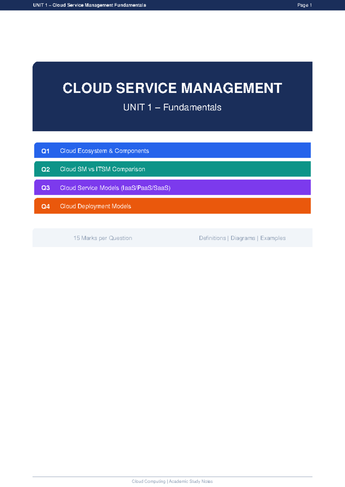 Cloud Computing Unit 1 Study Notes: Service Management Fundamentals ...