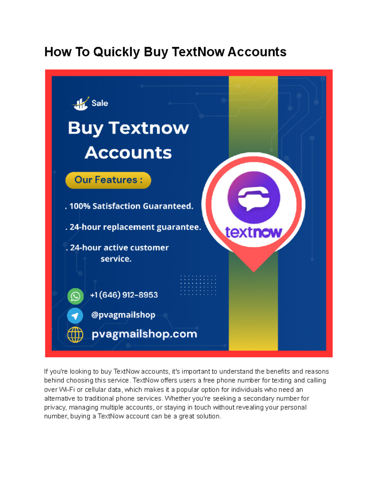 How To Quickly Buy Text Now Accounts - How To Quickly Buy TextNow ...