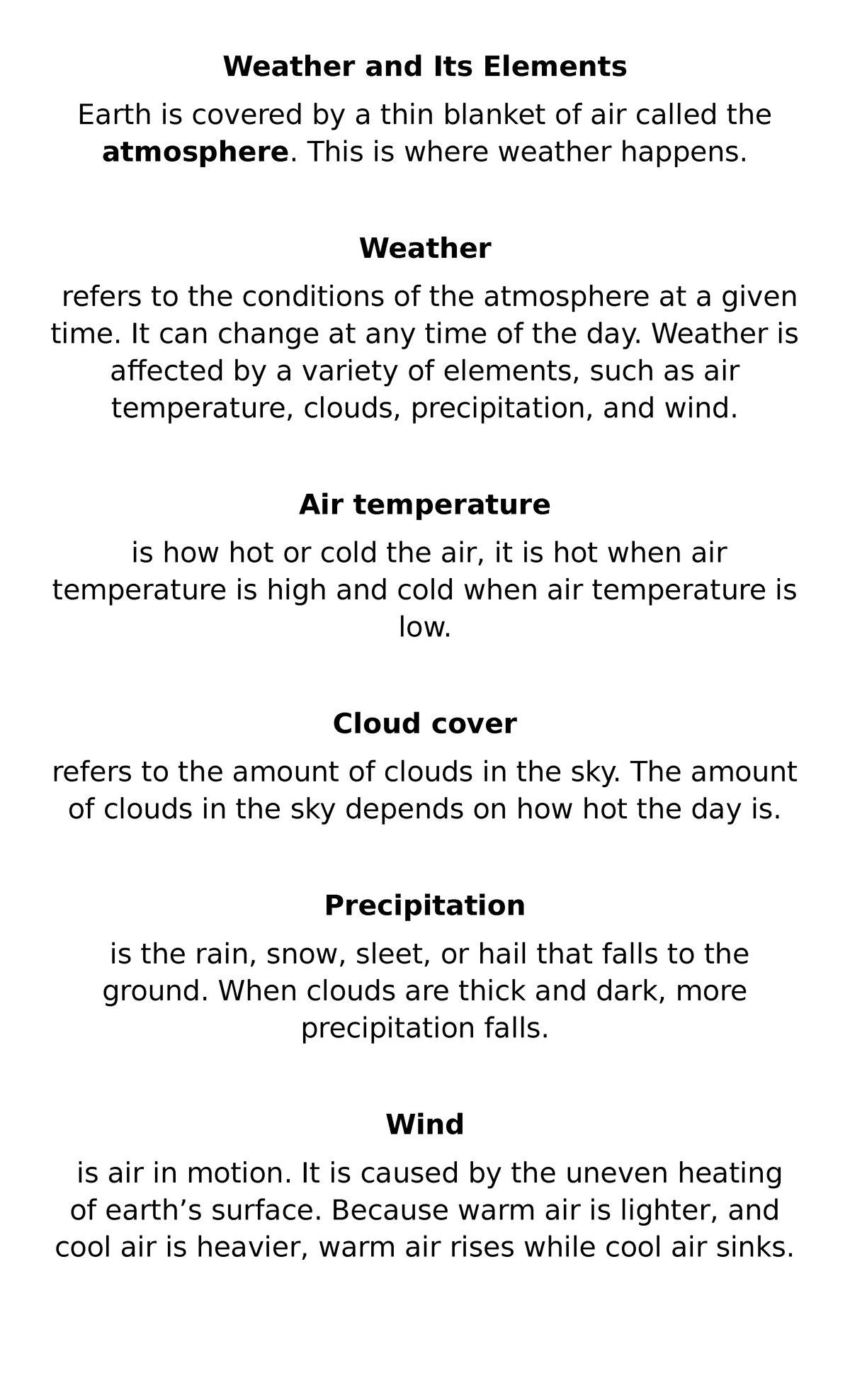 Weather and Its Elements: Understanding Atmospheric Conditions - Studocu
