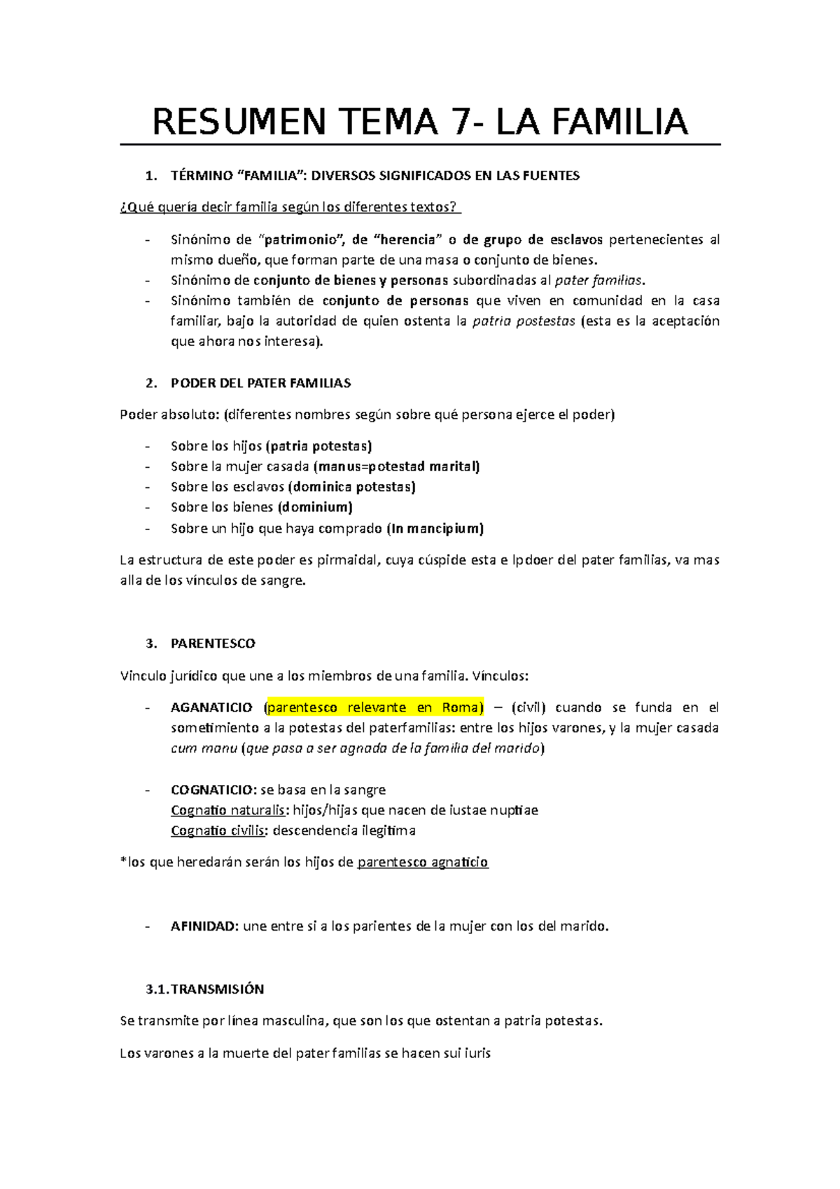 TEMA 7 - Apunts 7 - RESUMEN TEMA 7- LA FAMILIA 1. TÉRMINO “FAMILIA ...