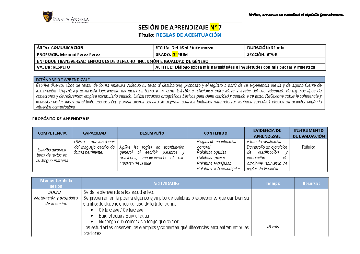 Sesión 7: Reglas Generales de Acentuación - Comunicación - Studocu