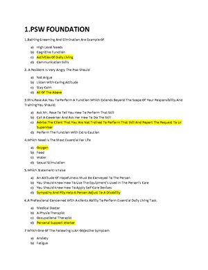 Module 10 test - psw question with answers - Module 10 – Assisting with ...