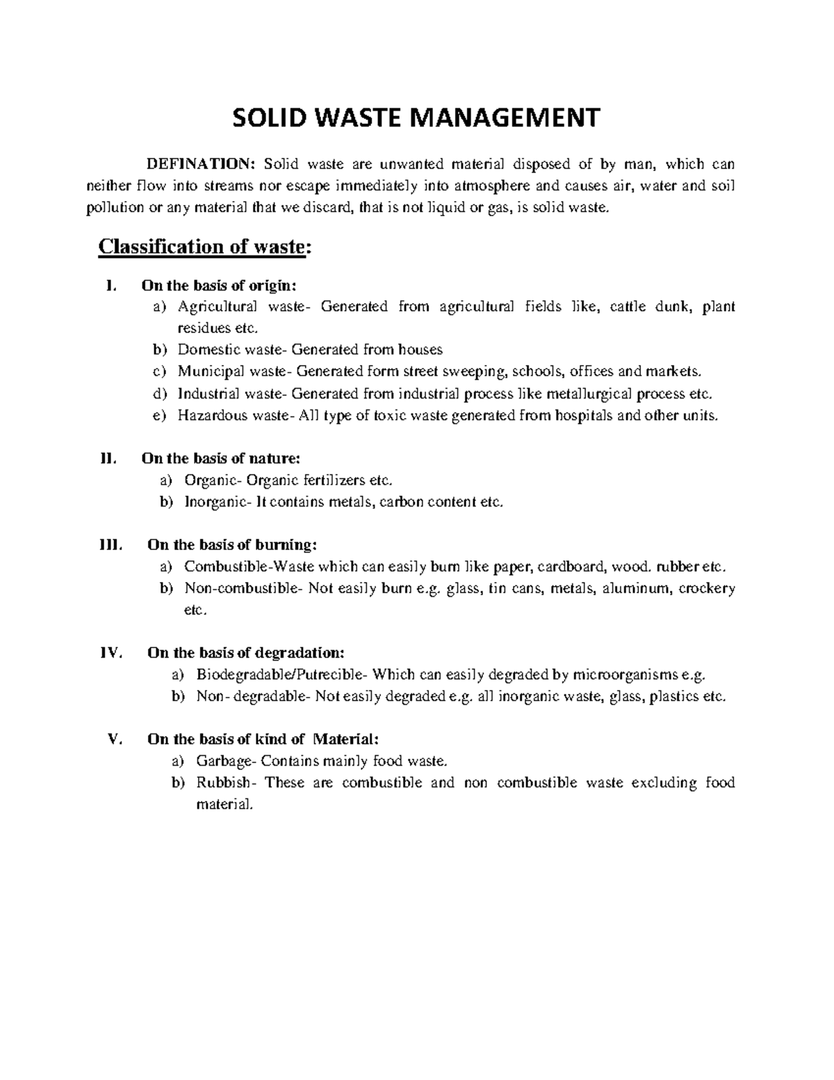 Solid Waste Management: Definitions, Classifications, and Processes ...