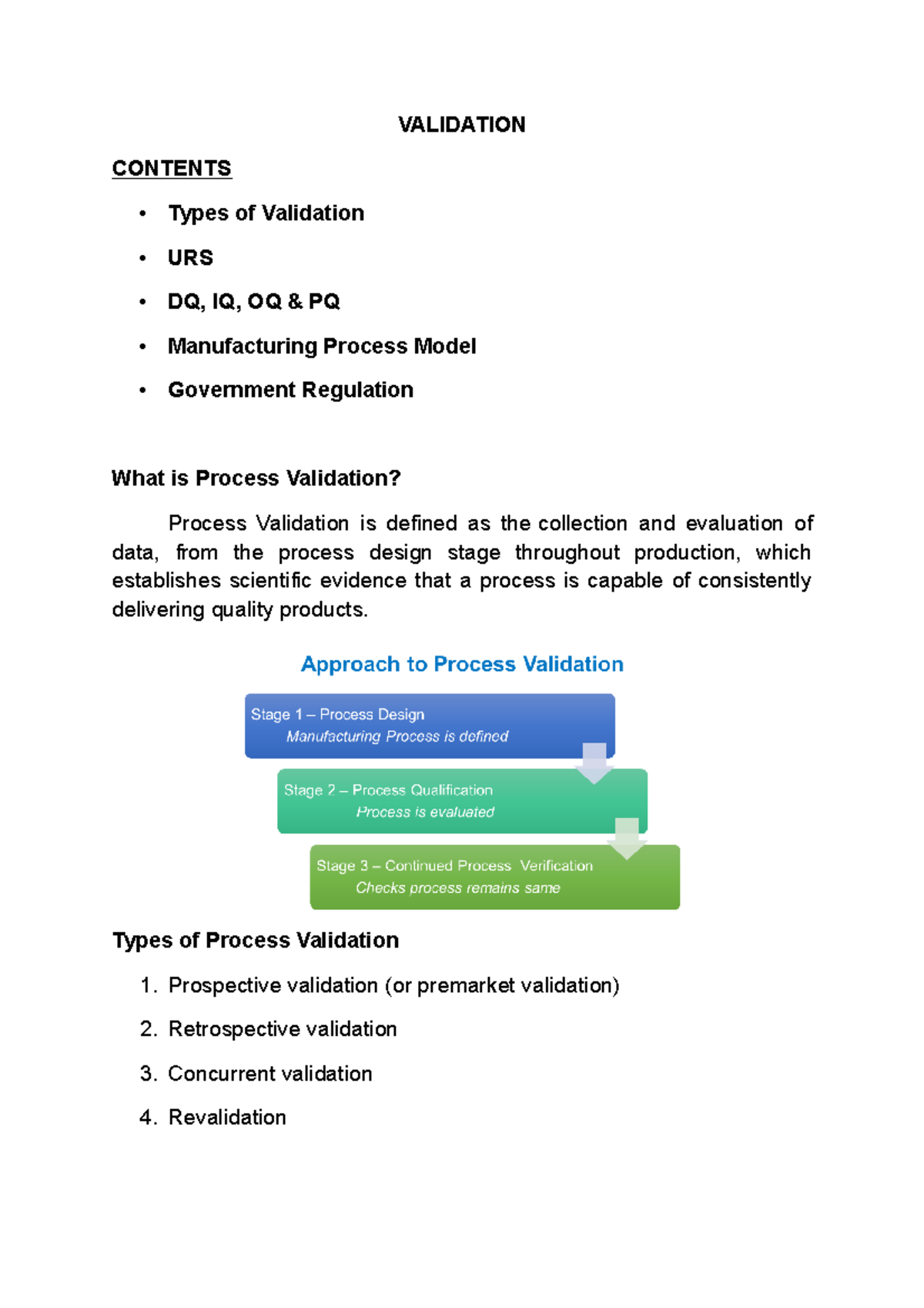 Process Validation Overview for Pharmaceutical Production (PHAR 101) - Studocu