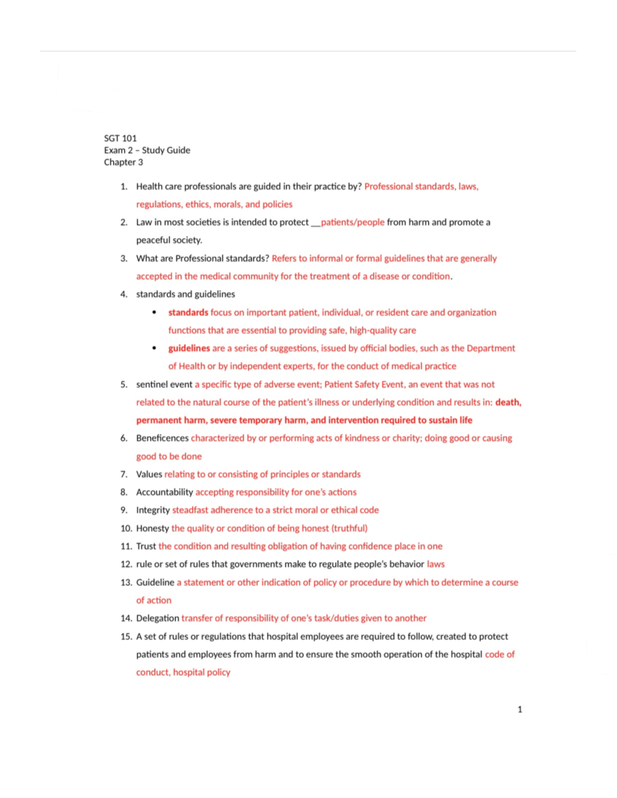 Exam Review Chapter 3 - SGT 101 Exam 2 Study Guide Chapter 3 1. Health ...