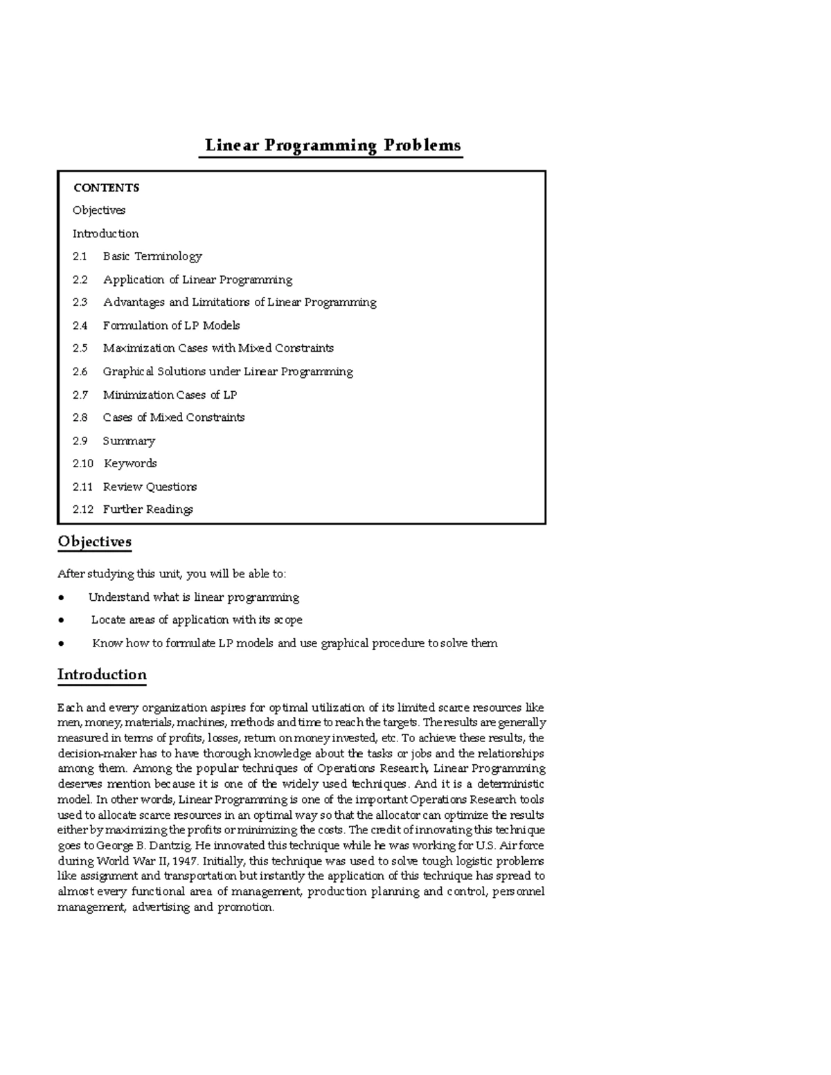 Linear Programming Problems Simplex Method Unit 3 Linear