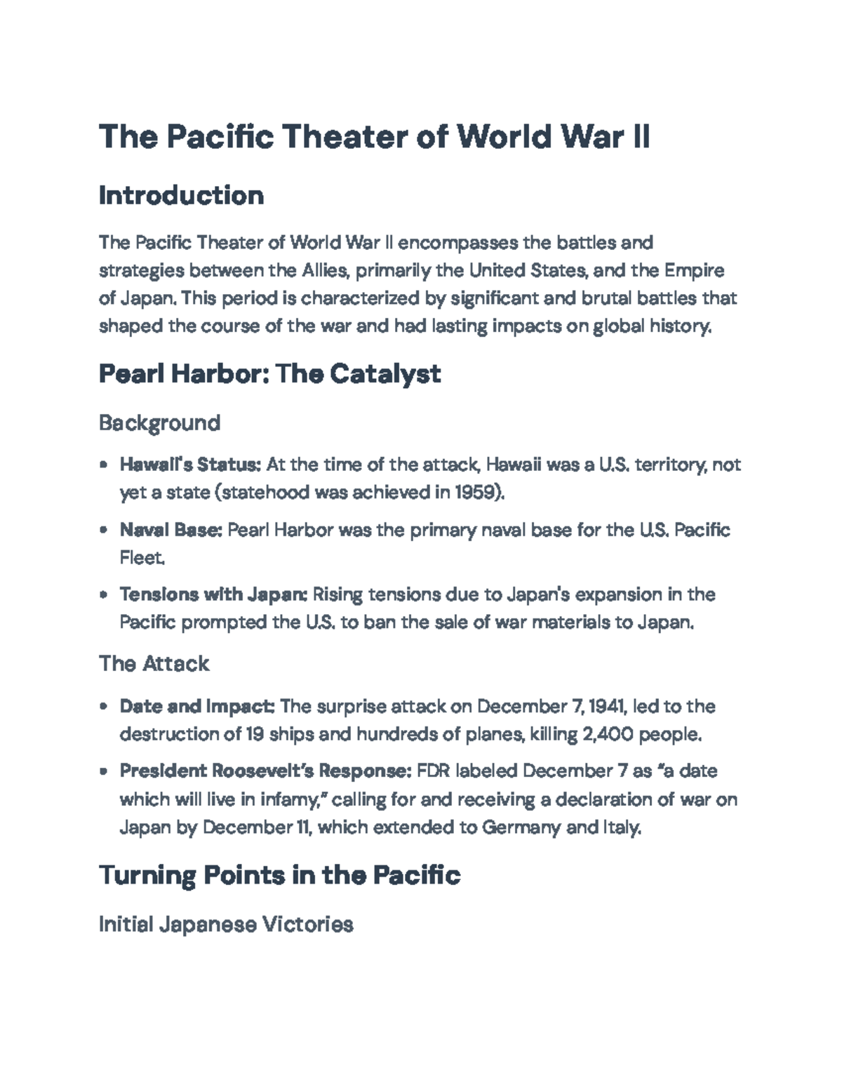 The Pacific Theater of World War II: Key Battles and Strategies - The ...
