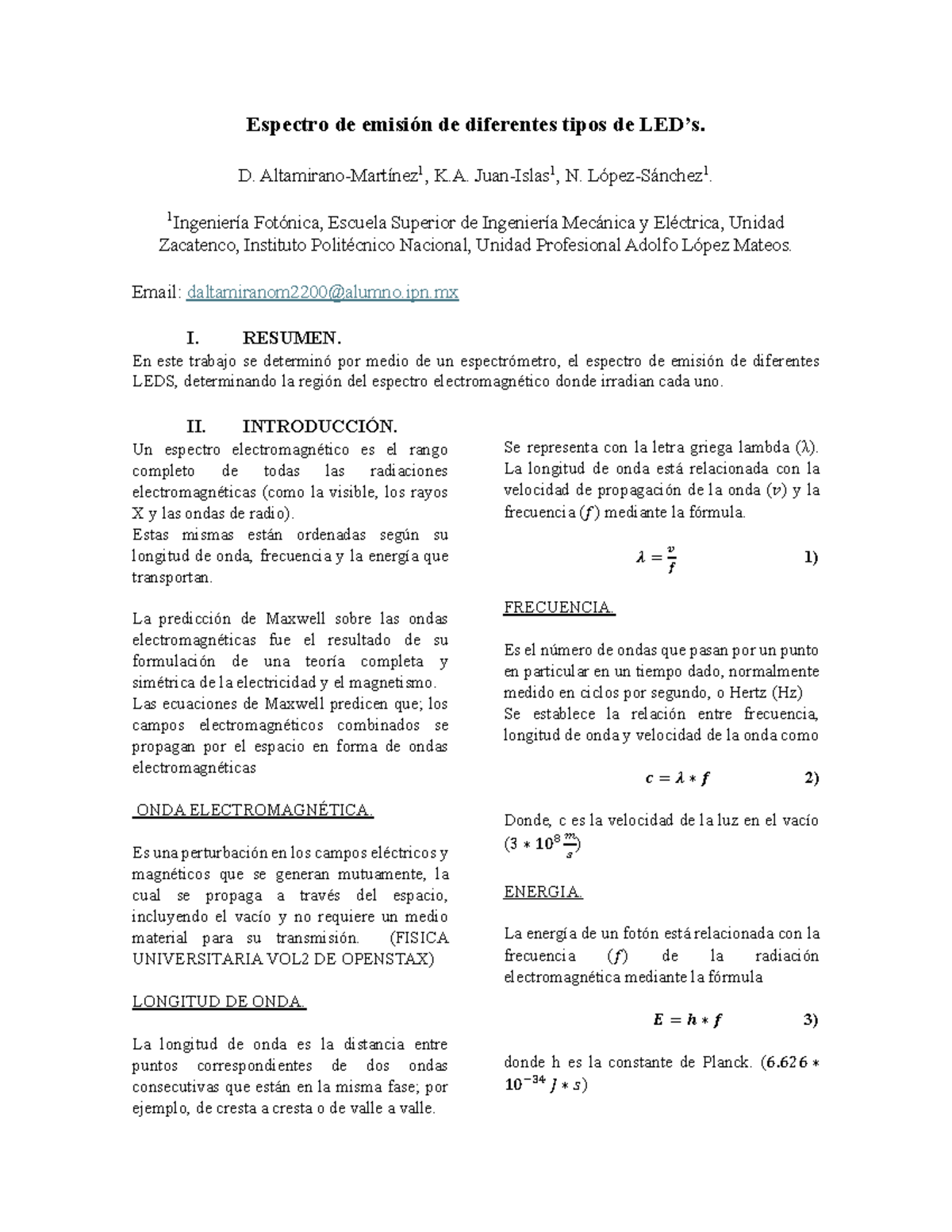 Espectro de Emisión de Diferentes Tipos de LED - D.K.A. N. 1 Ingeniería ...