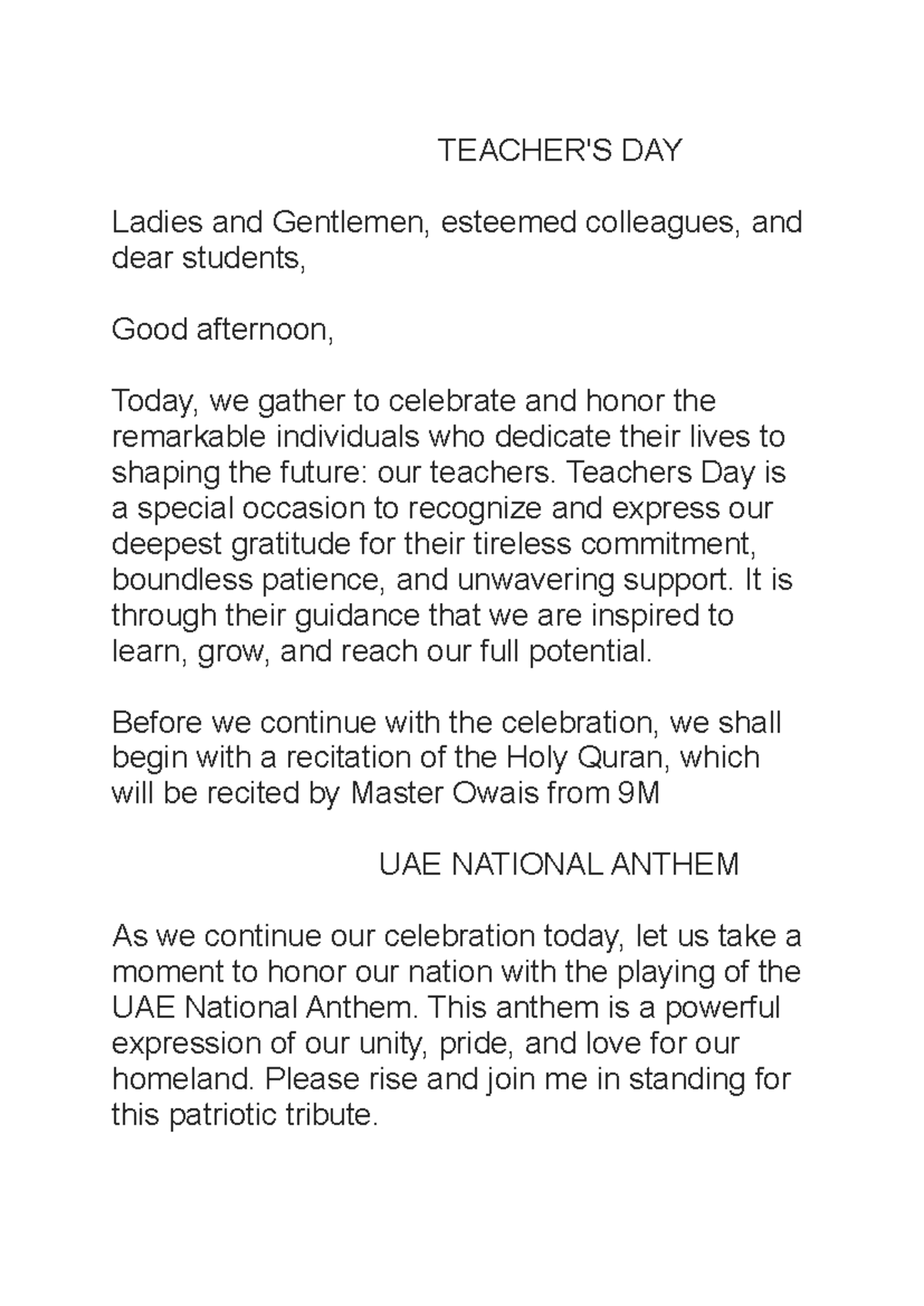 Teachers DAY Celebration Script 240904 221807 - TEACHER'S DAY Ladies ...