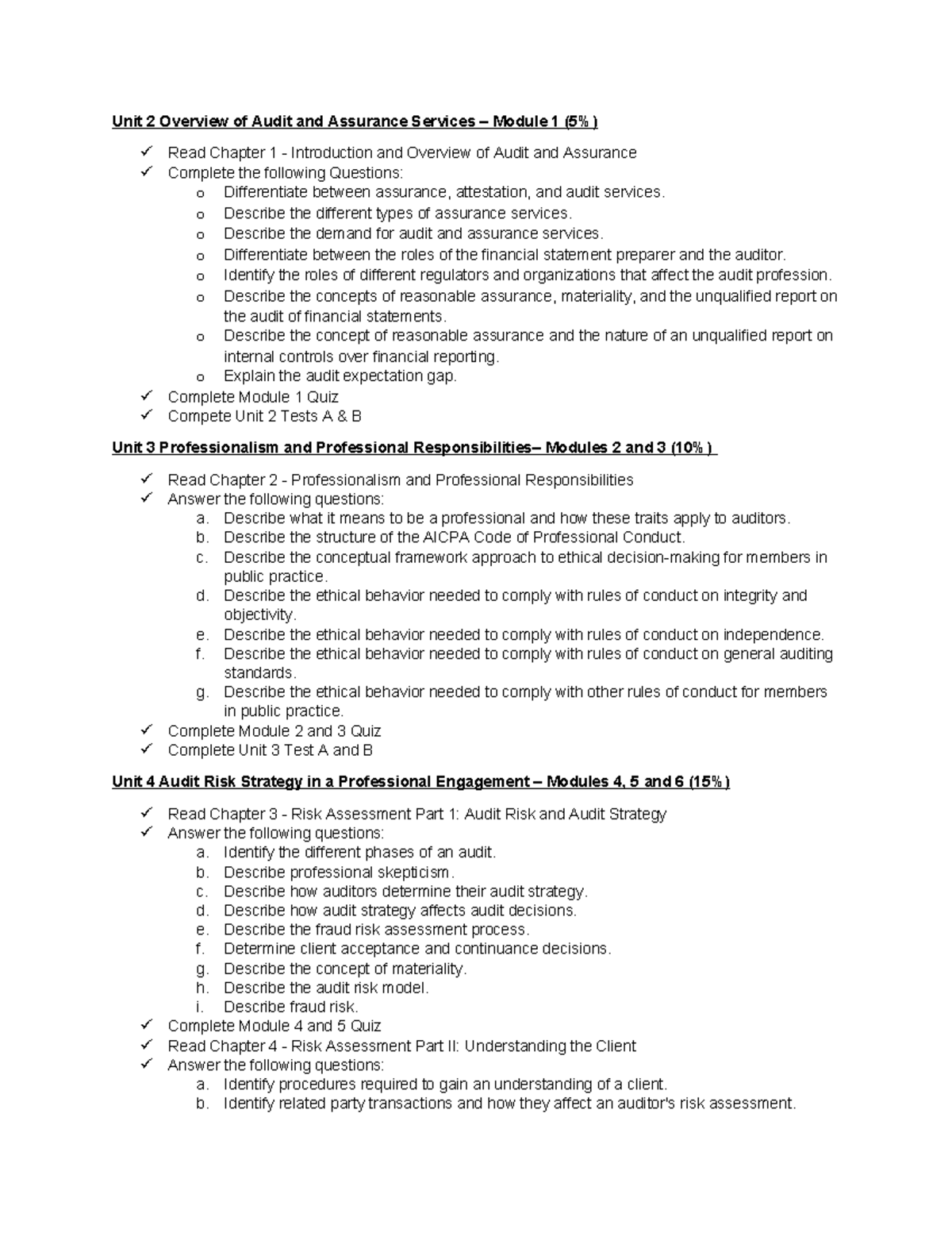 D215 Study Guide - Unit 2 Overview of Audit and Assurance Services ...