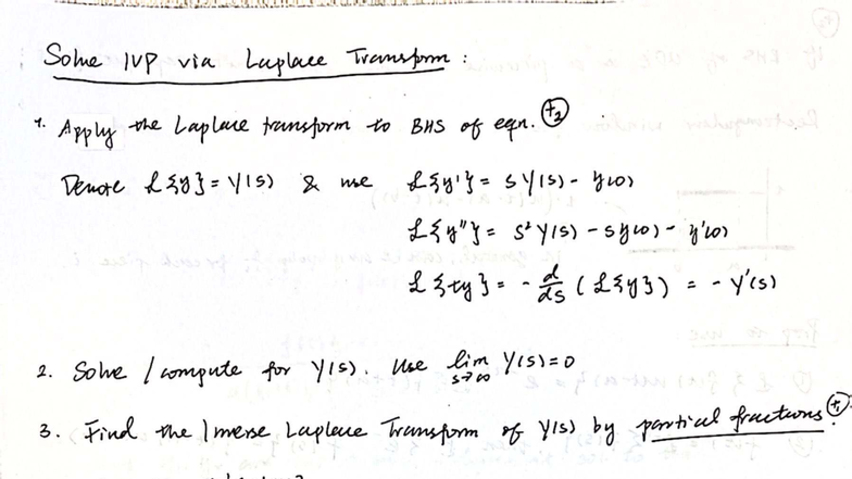 20D Review: IVP Solutions via Laplace Transform Techniques - Studocu