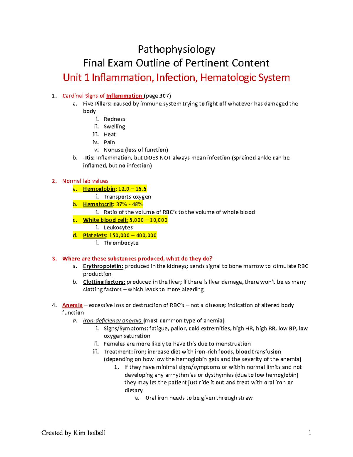 Patho Final Exam Content Review - Pathophysiology Final Exam Outline of ...