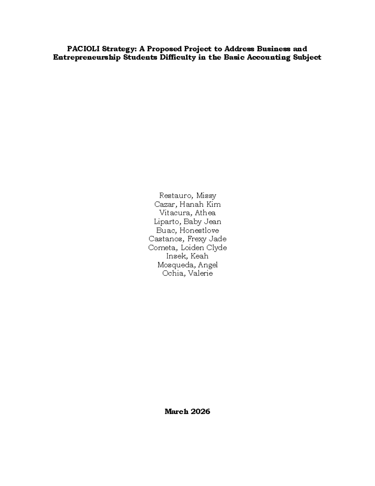 PACIOLI Strategy: Addressing Accounting Challenges for Biz Students ...