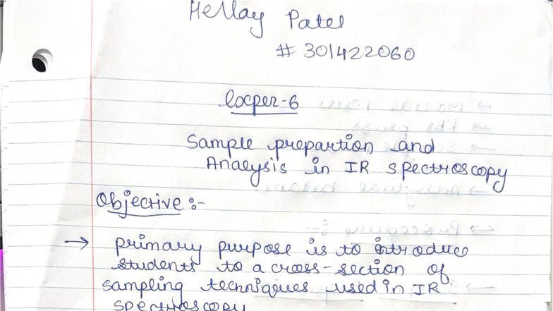 Prelab Experiment 6: Sample Prep & Analysis in IR Spectroscopy ...