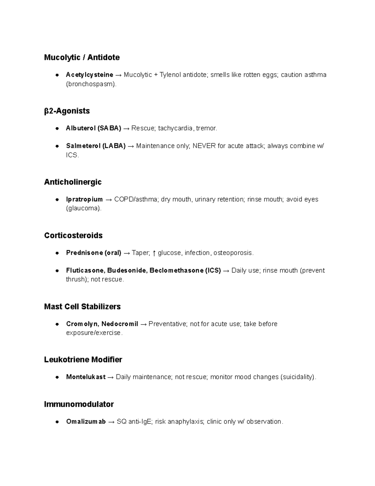 Pharmacology Quick Reference Guide: Key Meds & Tips for Exam - Studocu