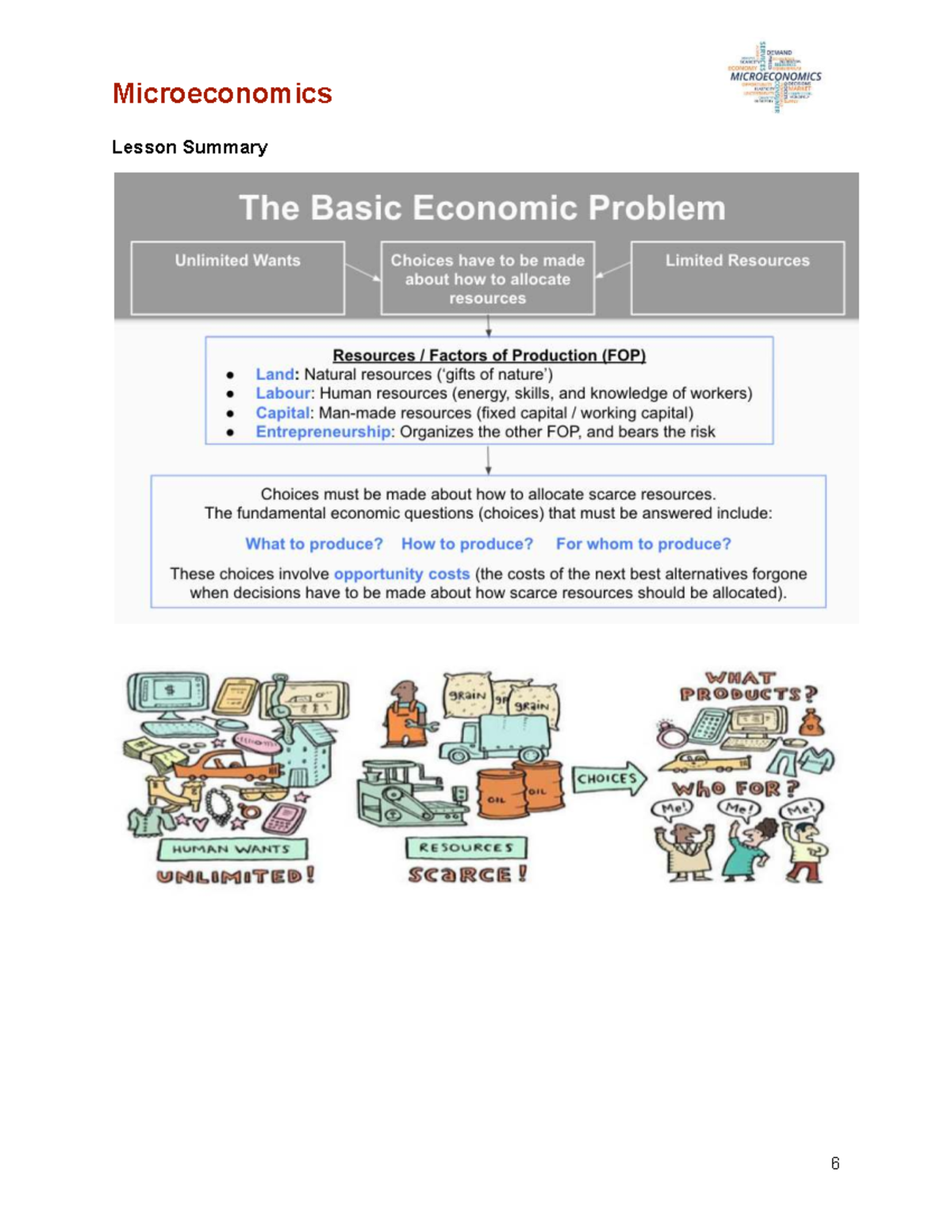 Microeconomics Lesson Summary 6: Resource Allocation & Economic Systems ...