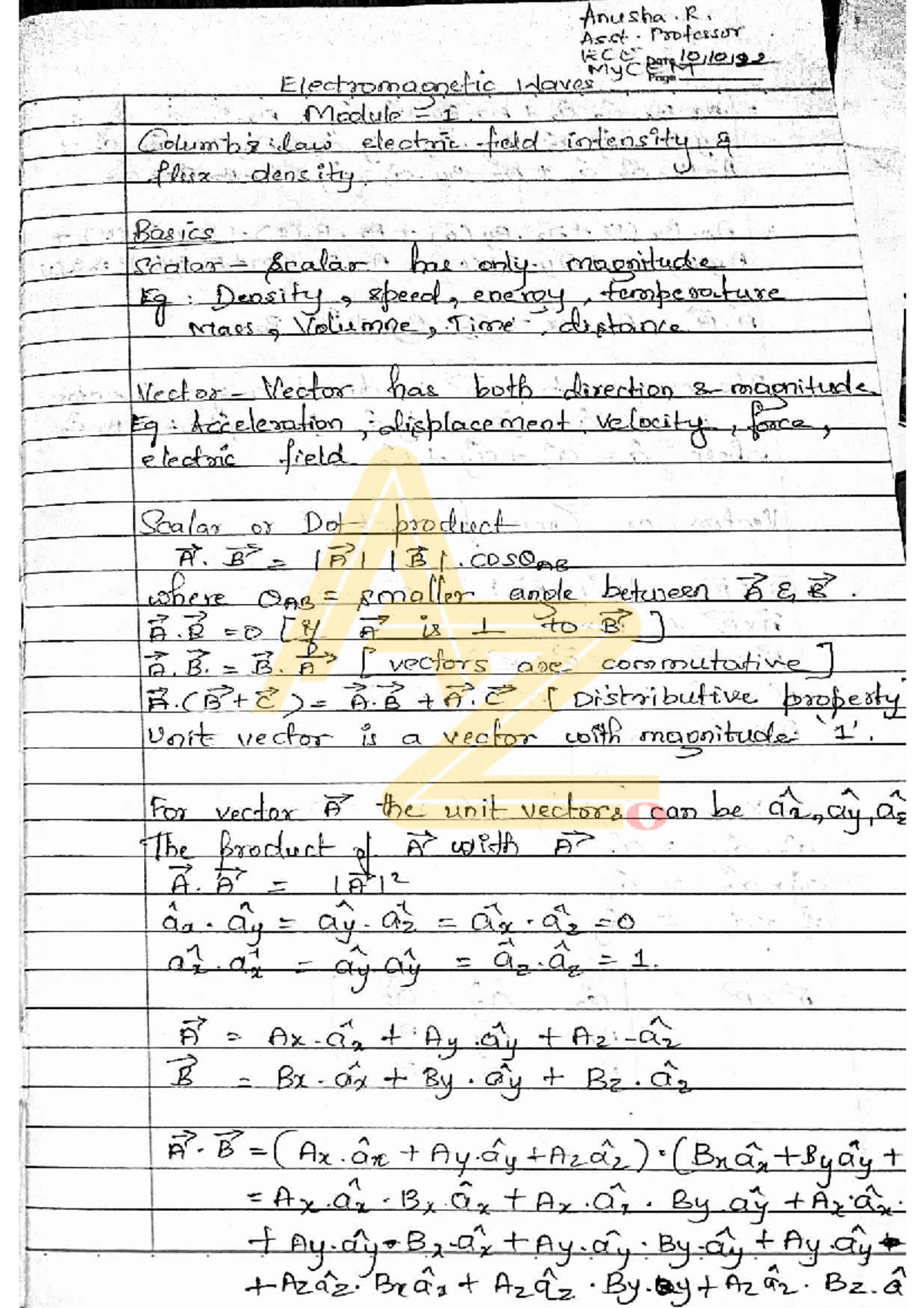 EMW 101: Module 1 Notes on Electromagnetic Waves and Fields - Studocu