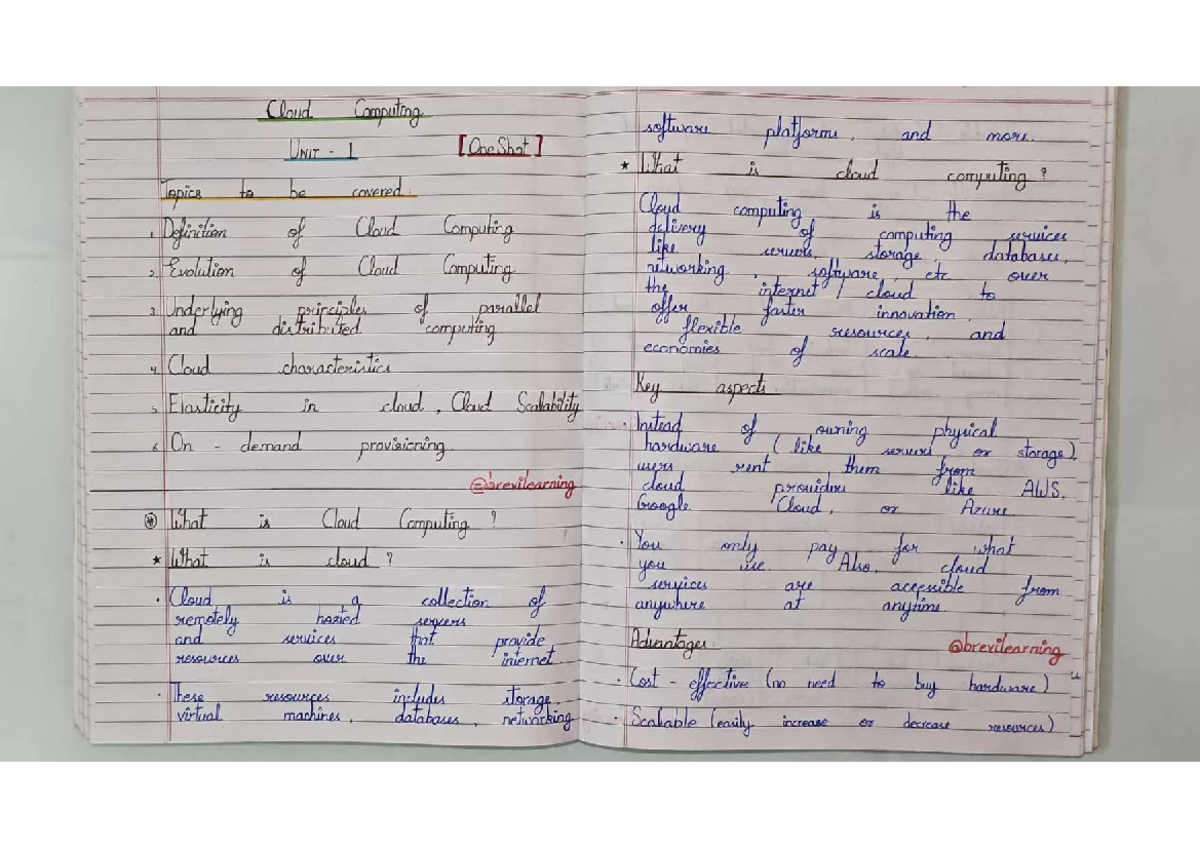 Cloud Computing UNIT 1: Key Concepts and Advantages of Cloud Services ...