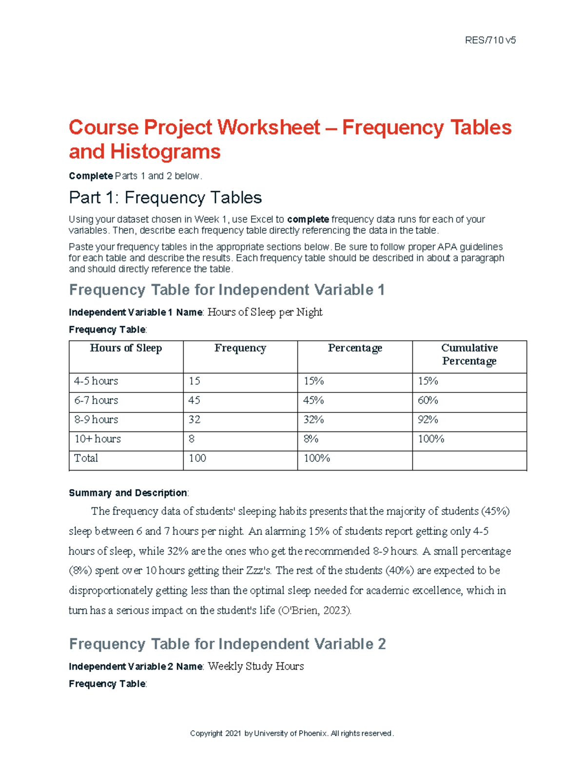 Res710 v5 Course Project: Frequency Tables & Histograms Analysis - Studocu