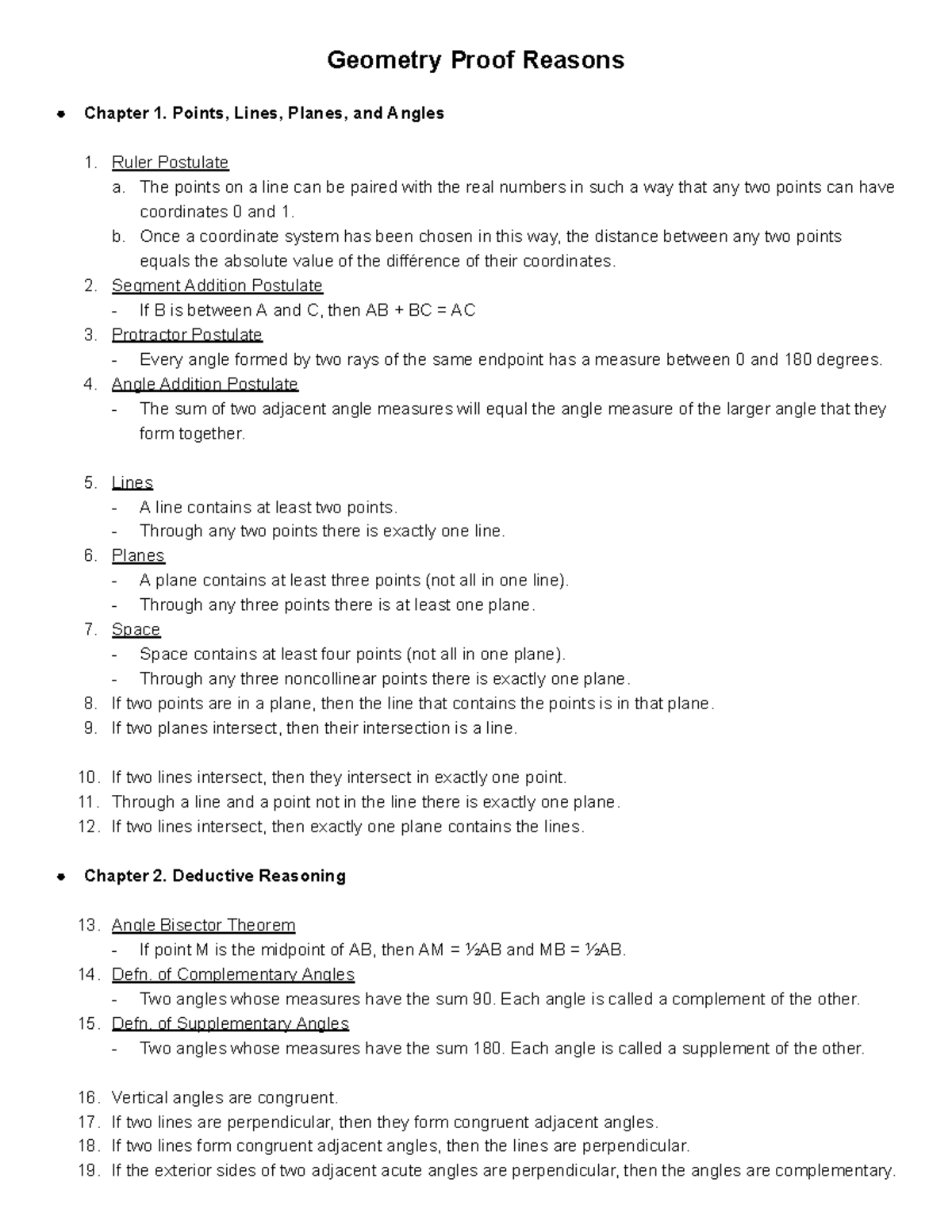 Geometry Proof Reasons: Key Concepts and Applications - Studocu
