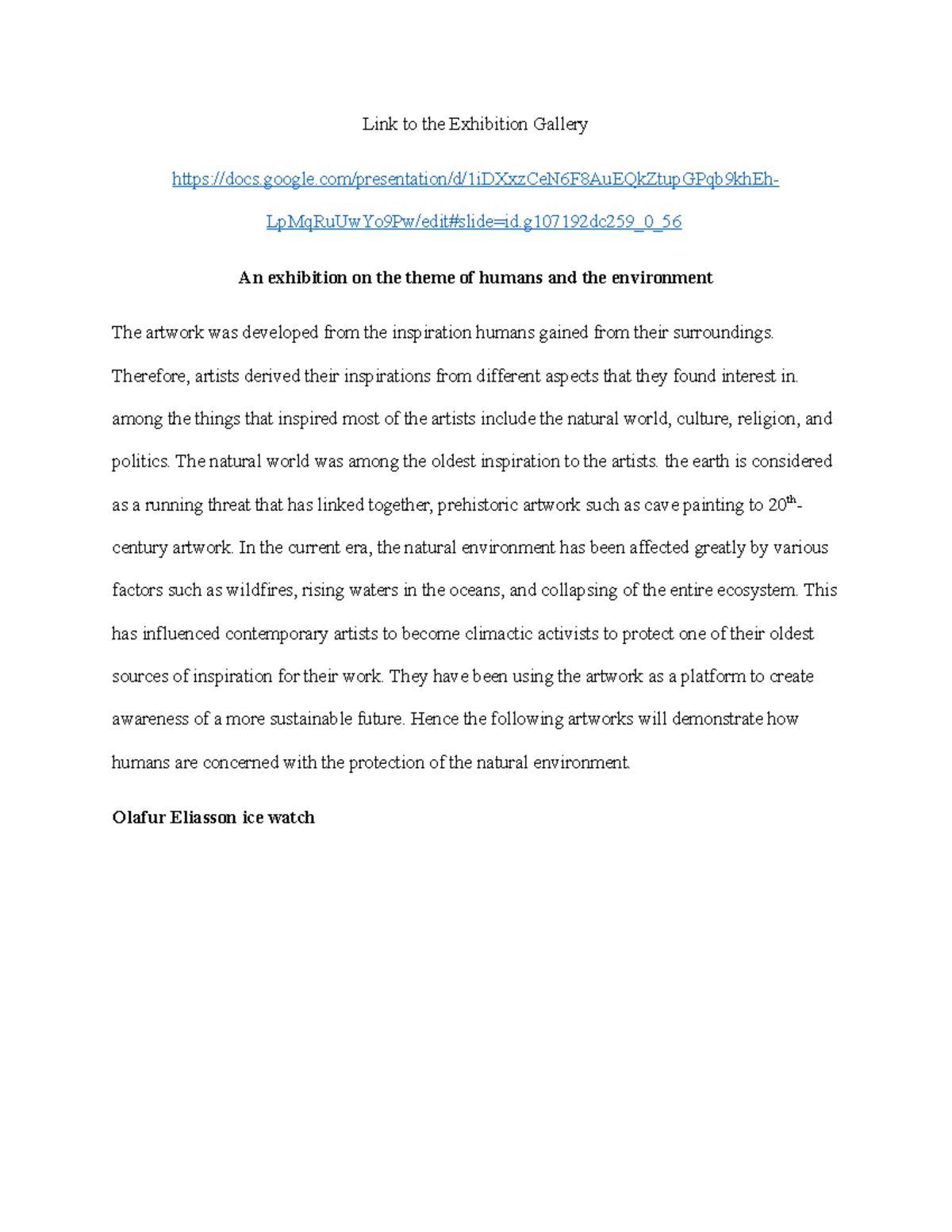 55 - fine art notes - Link to the Exhibition Gallery - Studocu