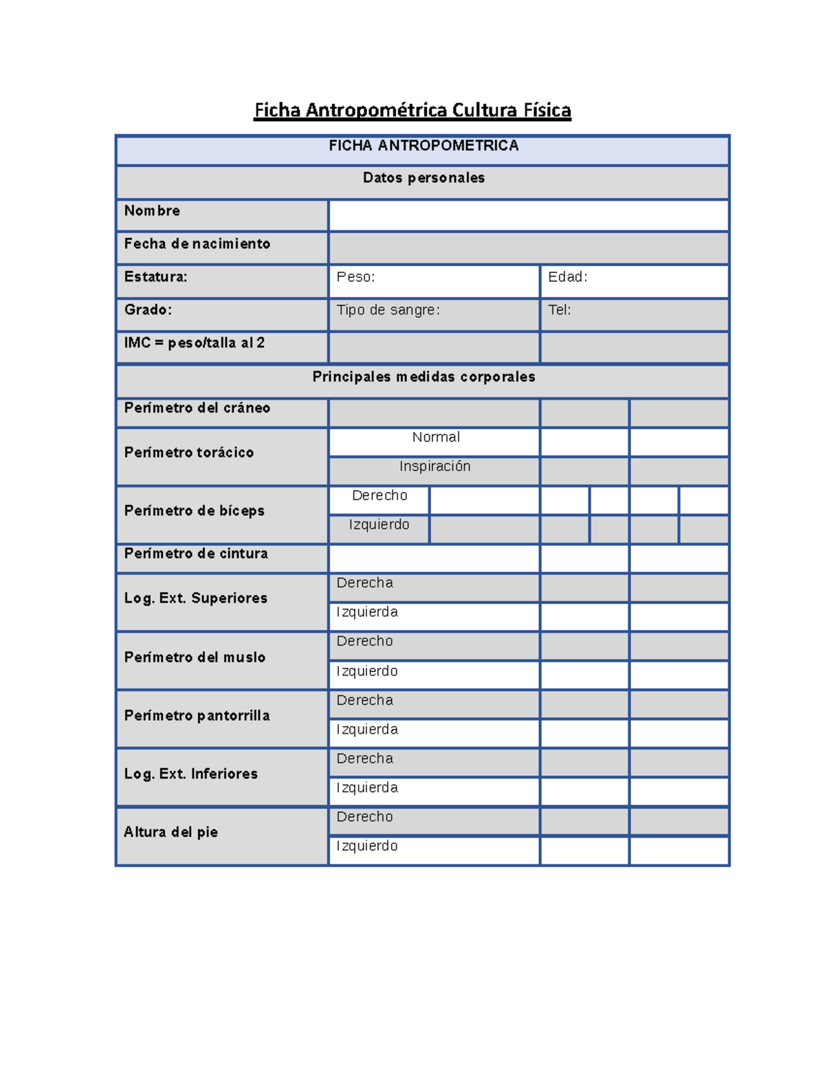 Ficha Antropométrica Cultura Física pdf - Ficha Antropométrica Cultura Física FICHA ...