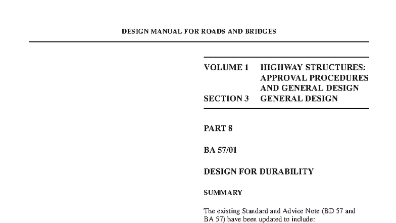 1-3-8 BA 57-01 Design Manual for Roads & Bridges: Durability Guidelines ...