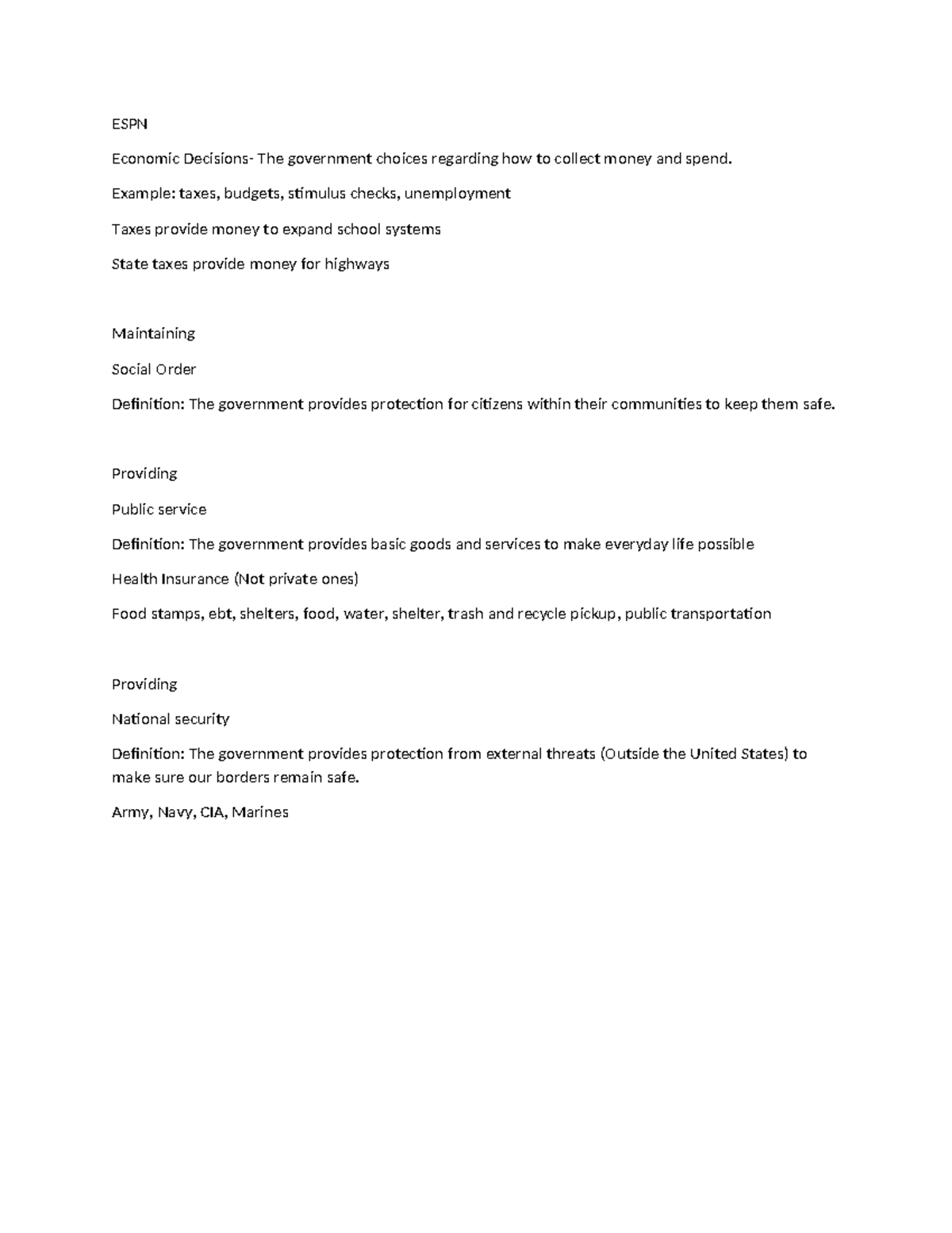 ESPN Economic Government Spending and Revenue Choices - Studocu