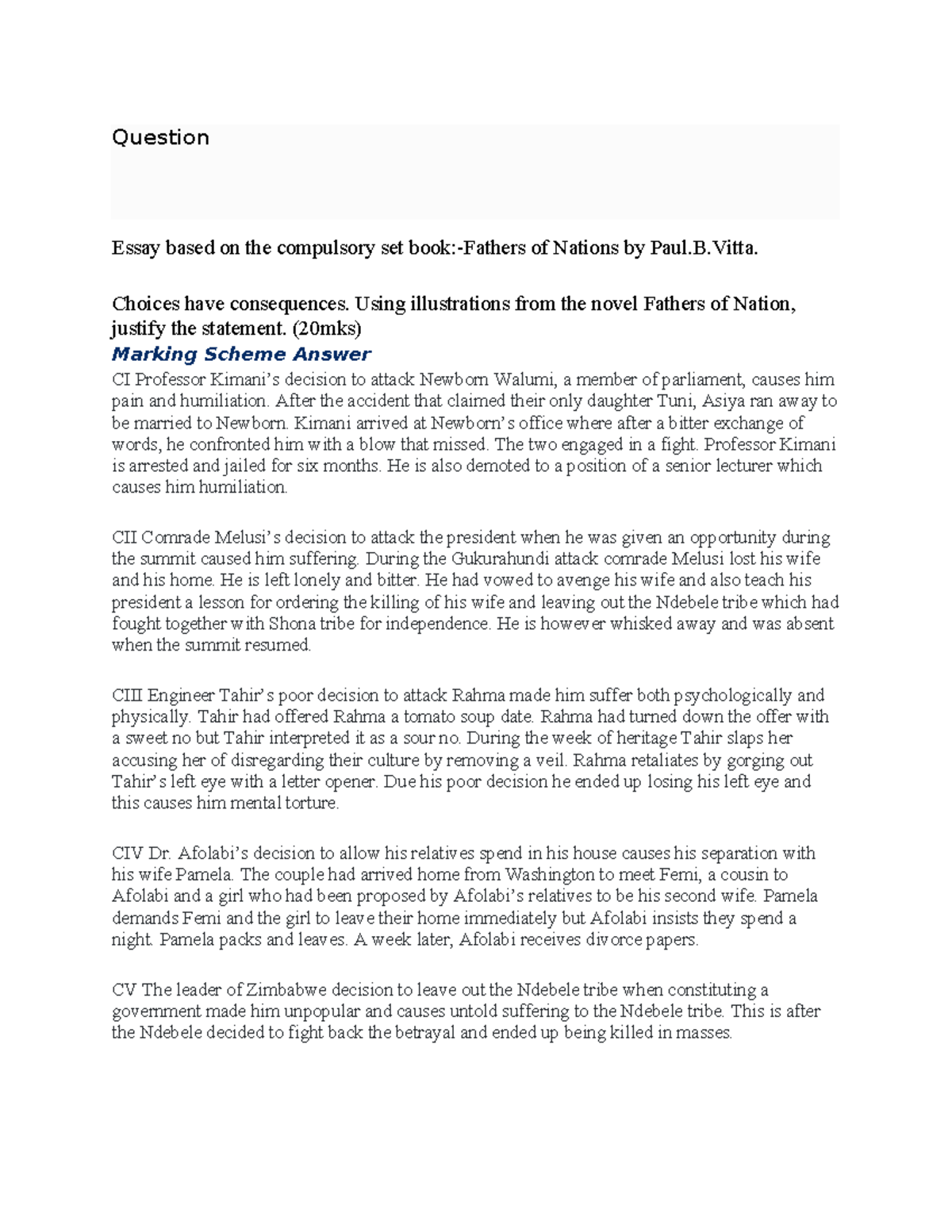 Nations 101: Essay on Choices and Consequences in "Fathers of Nation ...