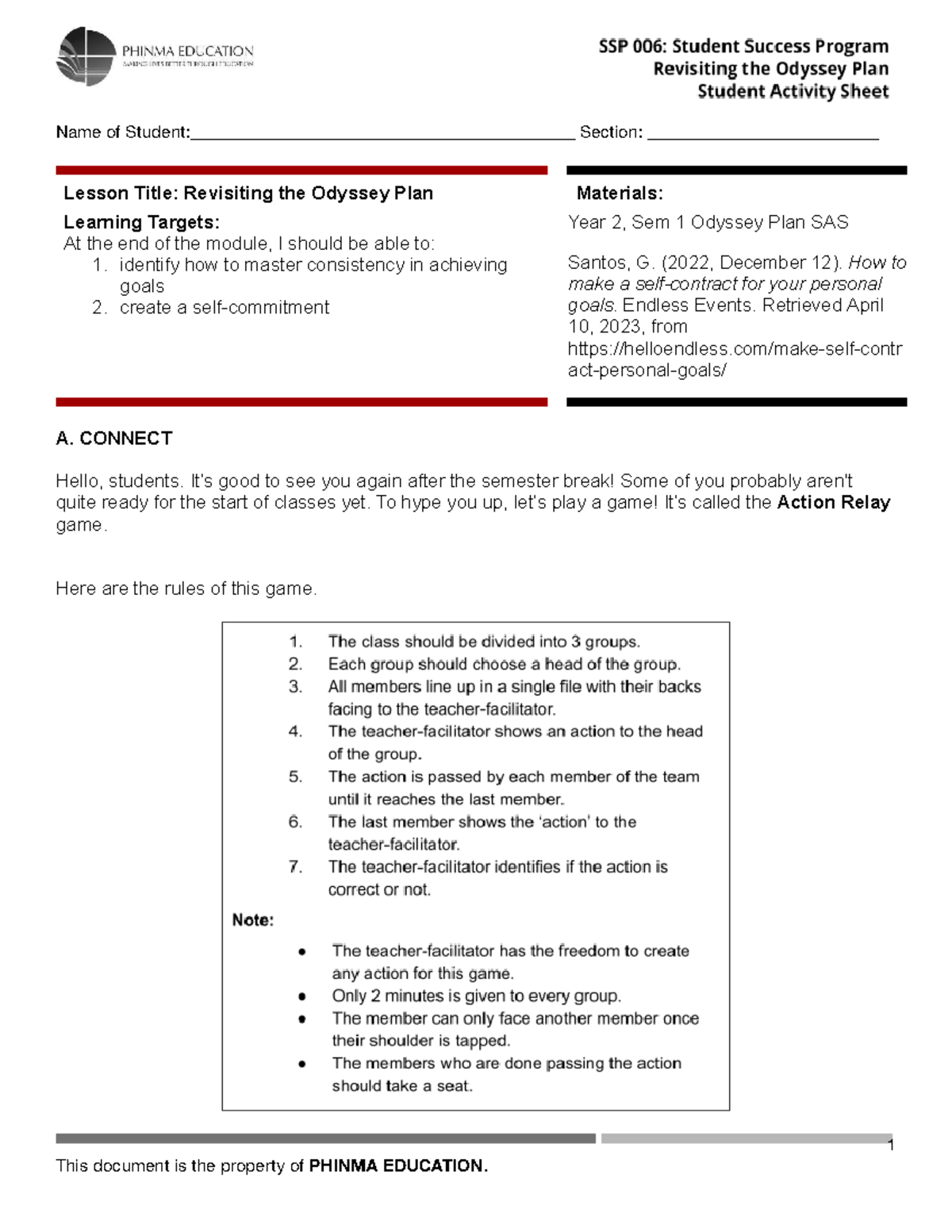 Odyssey PLAN - Lesson Title: Revisiting the Odyssey Plan Learning ...