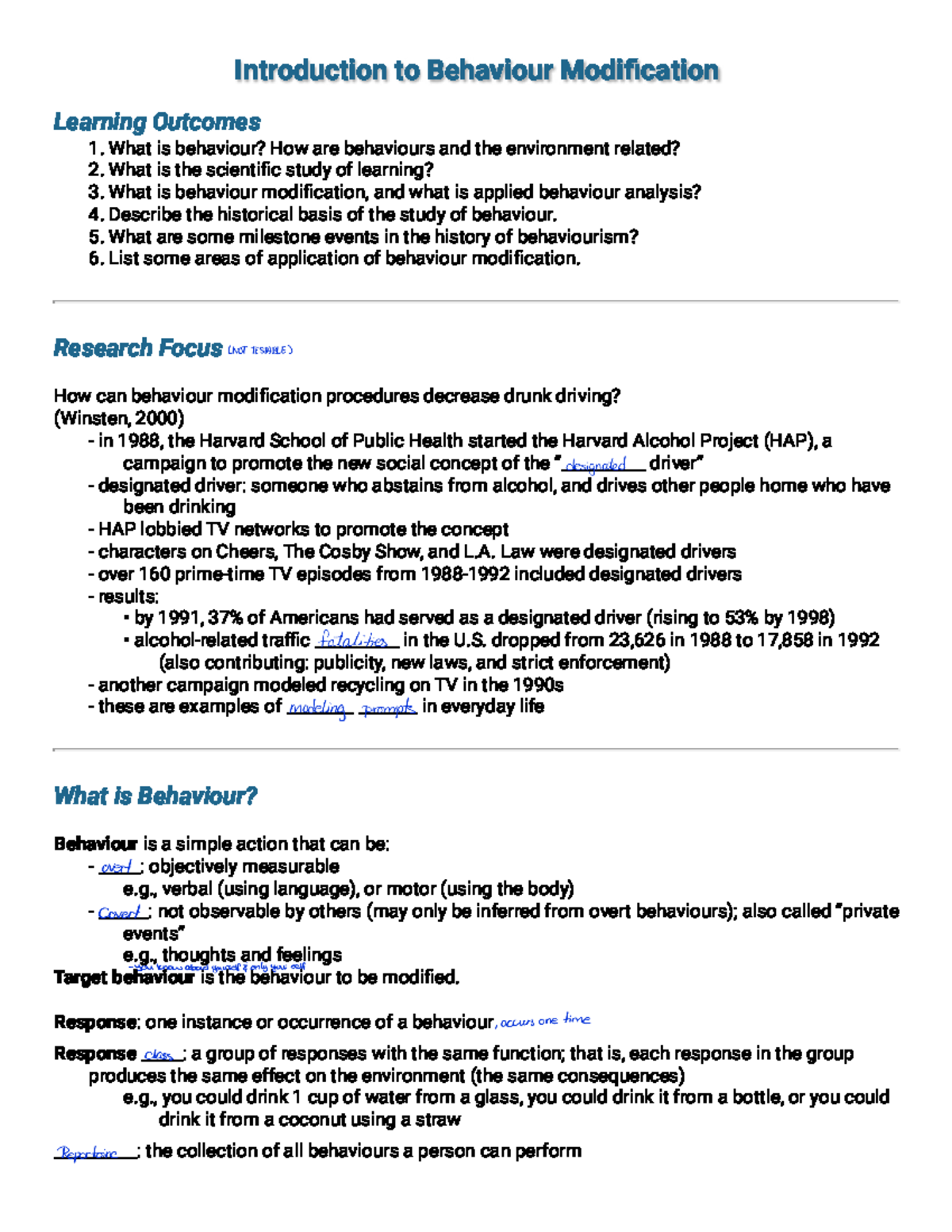 Psych 282: Intro to Behaviour Modification - Key Concepts & History ...