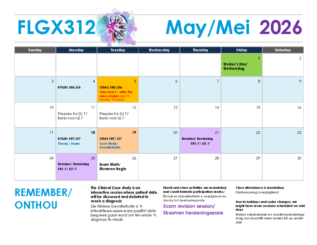 FLGX312 May Academic Calendar & Class Schedule - Studocu