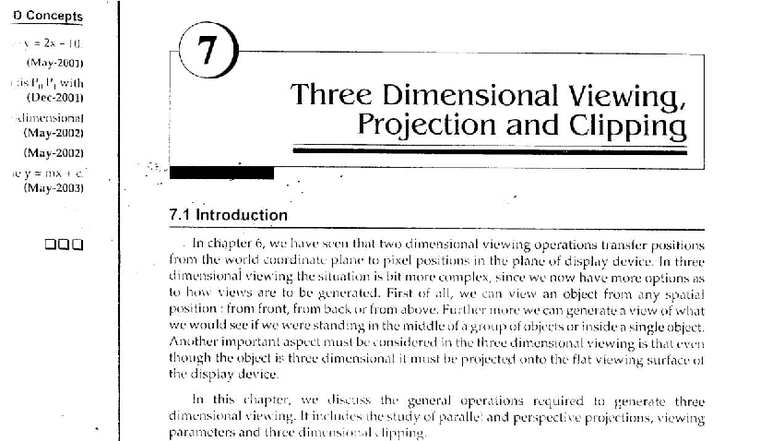 Computer Graphics 2D to 3D Viewing, Projection & Clipping Concepts ...