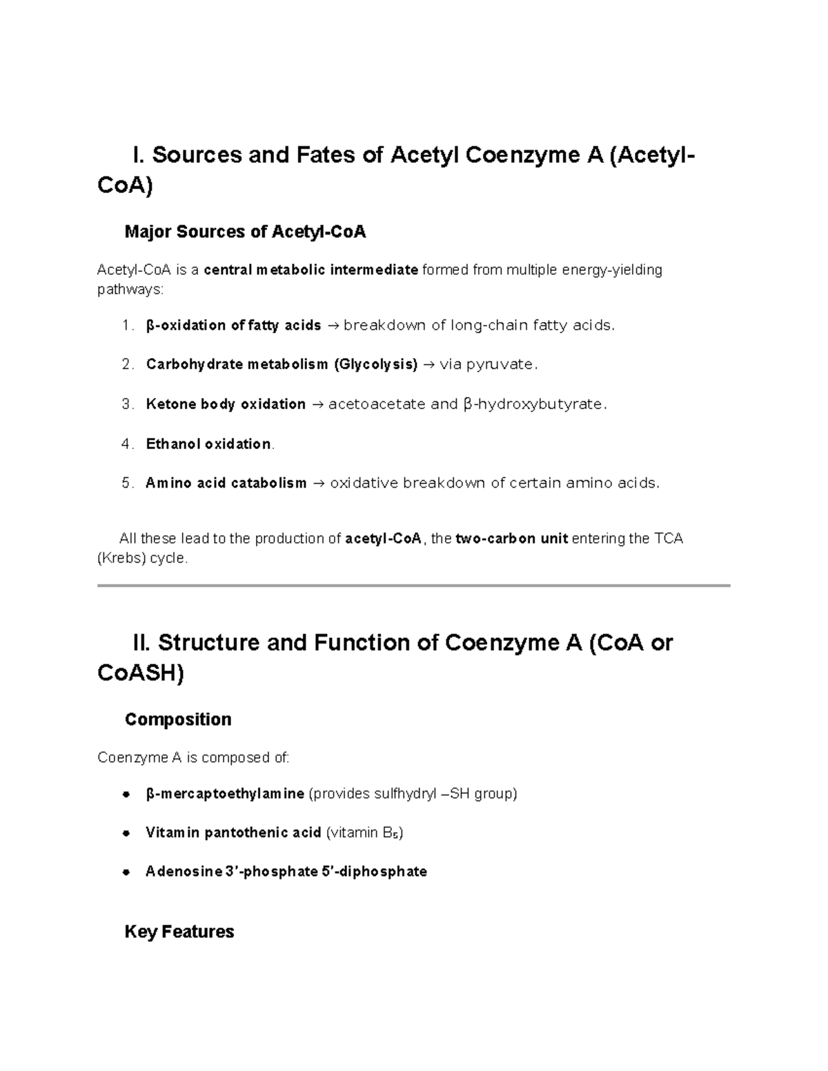 Biochemistry 4 - Sources and Fates of Acetyl CoA and TCA Cycle Overview ...