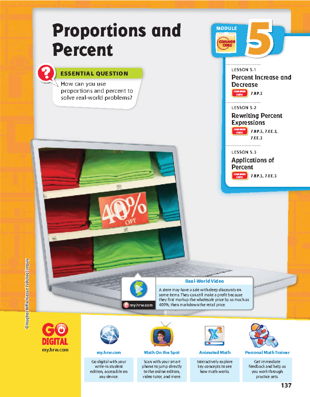 Algebra Expressions: Understanding Percentages & Proportions (CC 7.RP.3 ...