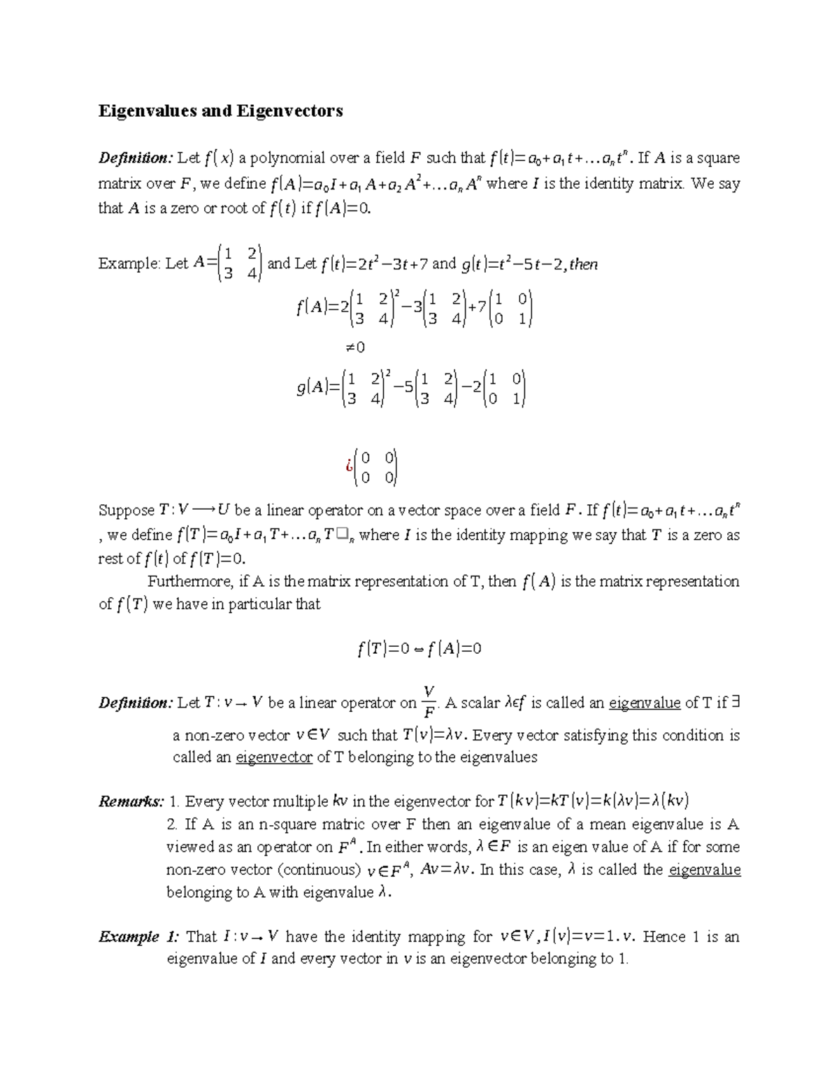 MAT206 E Notes 3 - Eigen Values and Vectors Dr Hammed - Eigenvalues and ...