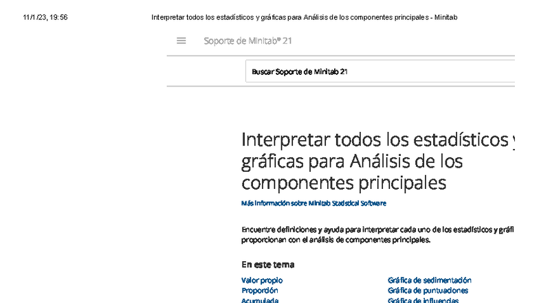Interpretación de Estadísticos y Gráficas en PCA - Minitab 21 - Studocu