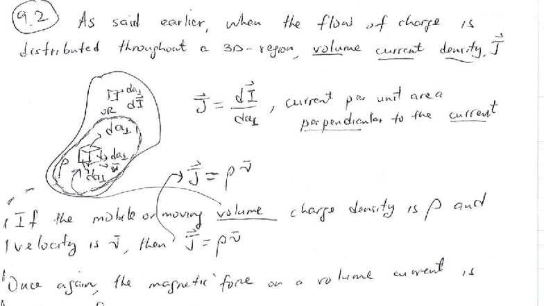 Electrodynamics Notes: Volume Current Density & Magnetic Forces - Studocu