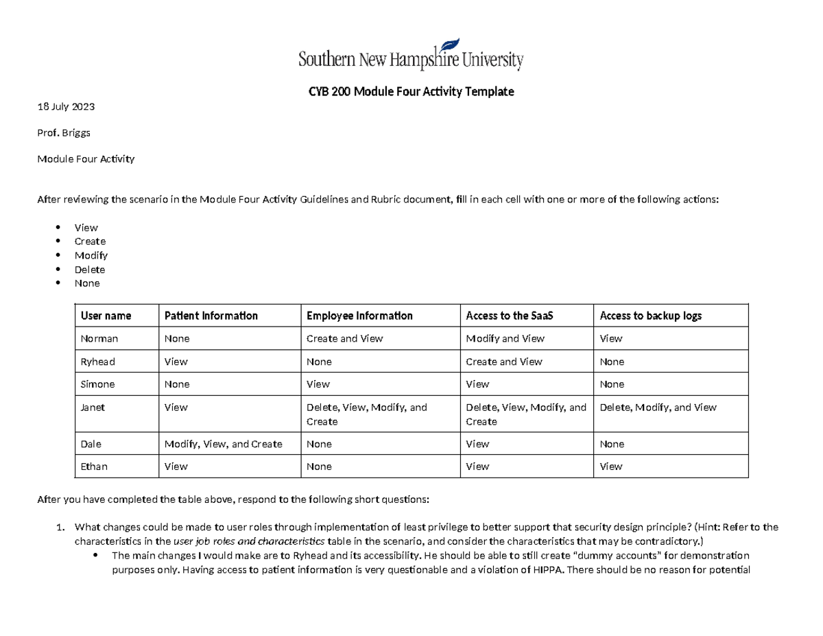 CYB 200 Module Four Activity Template - Briggs Module Four Activity ...