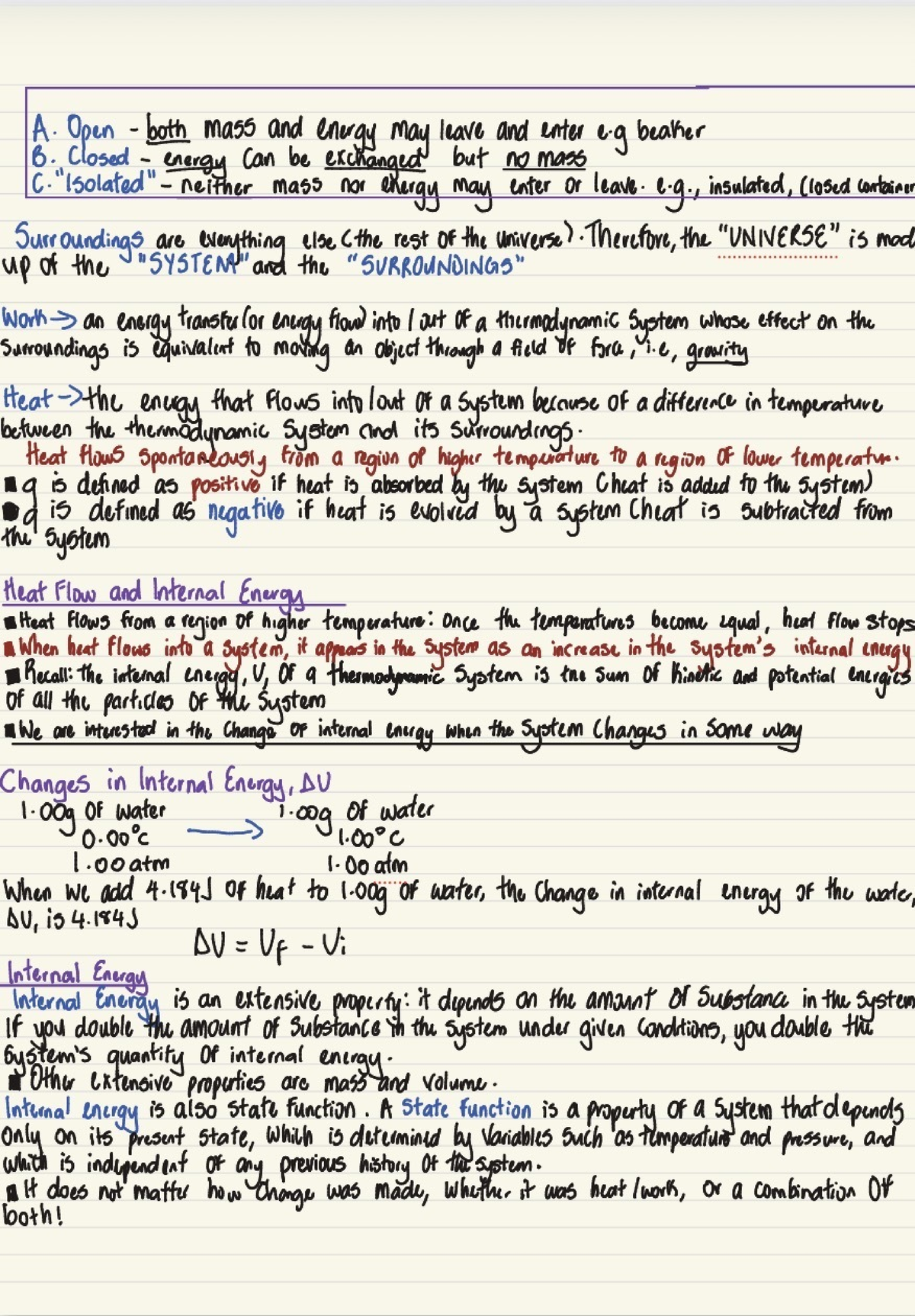 Chem 115: Exam Review Notes on Heat Flow and Internal Energy - Studocu