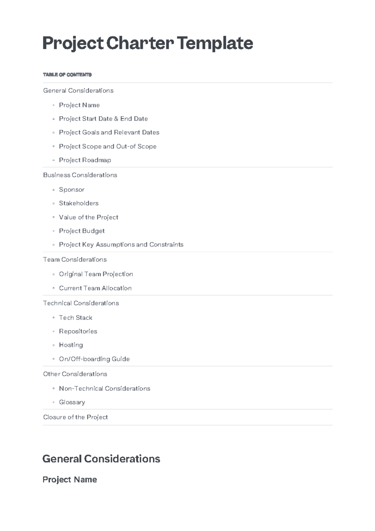 Project-Charter-Template - Project Charter Template TABLE OF CONTENTS ...