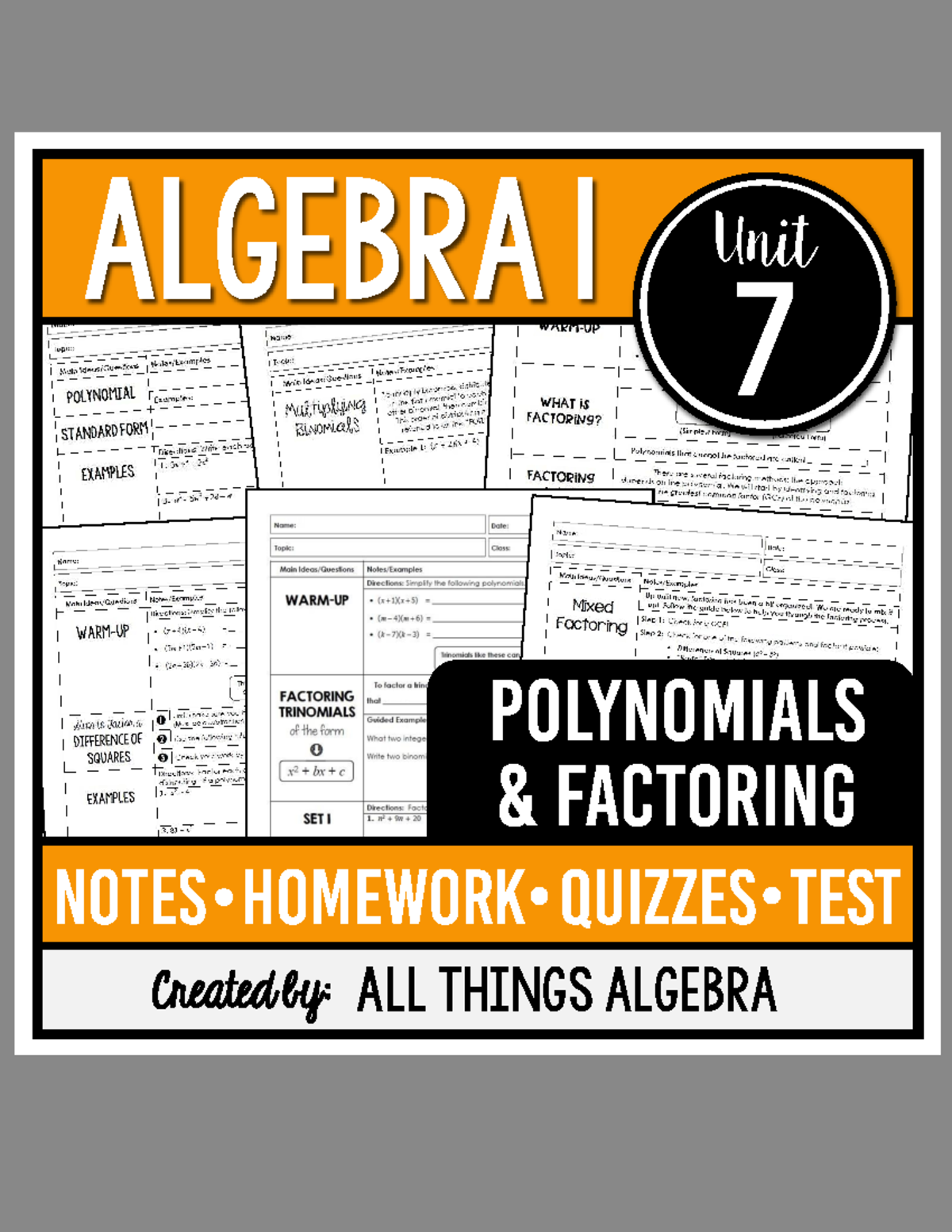 Unit 7 - Polynomials & Factoring (Updated September 2017 ) - Created by ...