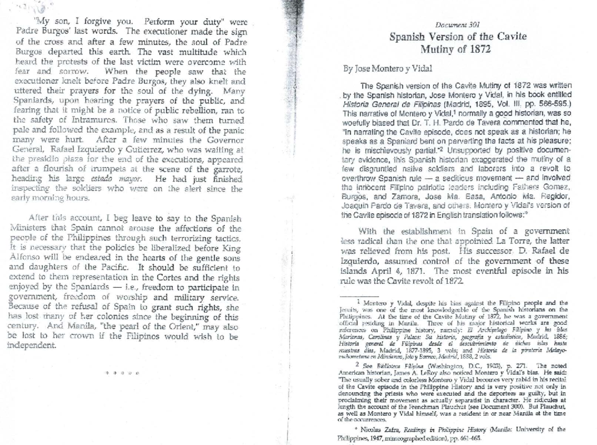 Spanish Version of the Cavite Mutiny of 1872: A Historical Account ...