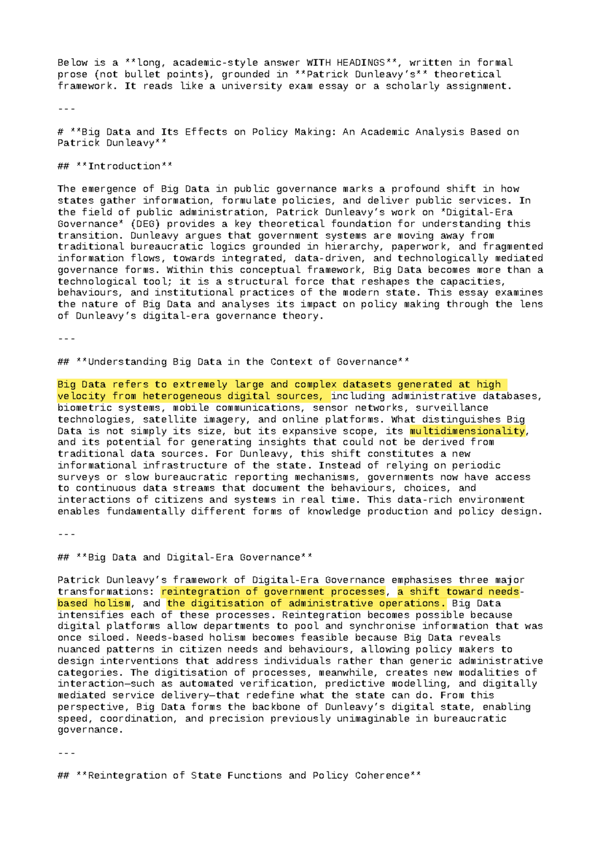 Big Data and Policy Making: An Analysis Based on Patrick Dunleavy (DEG ...