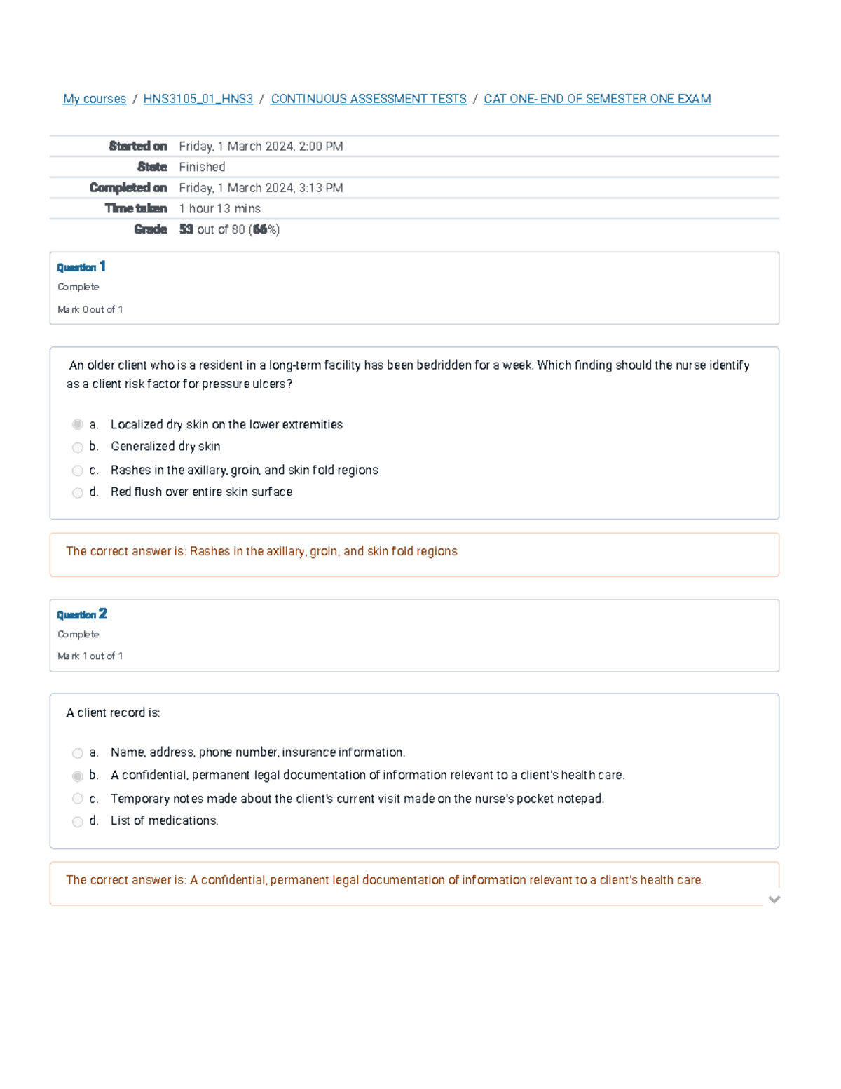 HNS3105_01_HNS3 Continuous Assessment Test: End of Semester Review ...