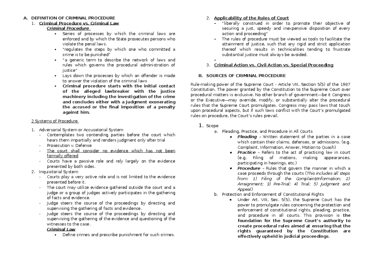Criminal Procedure Overview: Key Concepts and Jurisdiction (LAW 110 ...