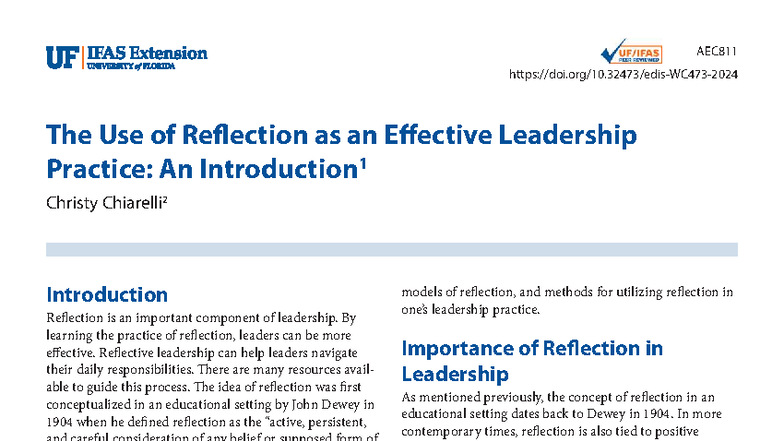 AEC811 Reflective Leadership: Enhancing Decision-Making Skills - Studocu