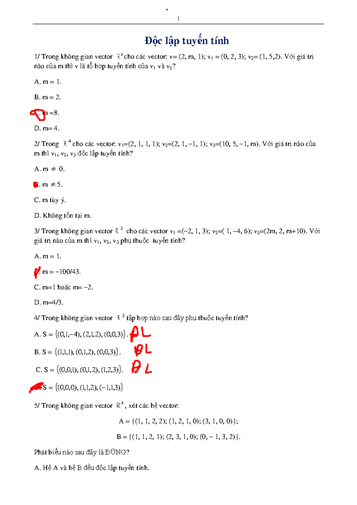 01 - Độc lập Tuyến Tính trong Không Gian Vector 3 - Đại Số Tuyến Tính ...